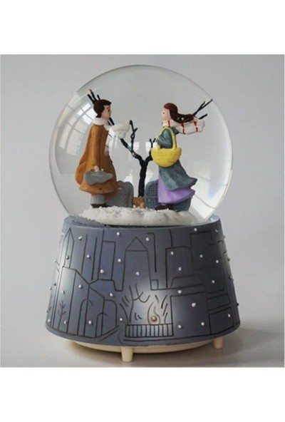 Dream Plus Renkli Işıklı Müzikli Kış Masalı Çift Kar Küresi Büyük Boy