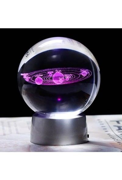 Vipfoni 3D Işıklı Gezegen Cam Küre