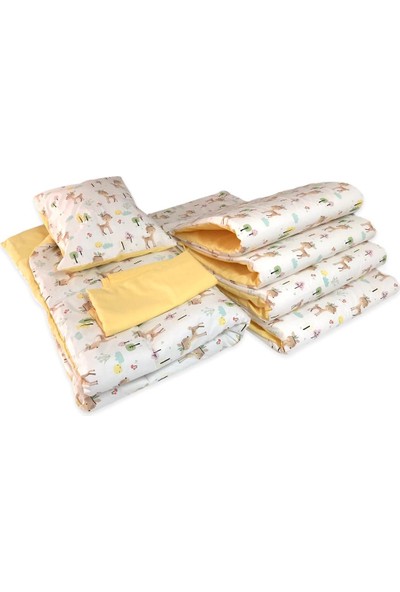 Bebek Özel Bebek/Çocuk Uyku Seti Karaca Desenli/Düz Sarı 7 Parça Bebek Özel Bebek/Çocuk Uyku Seti Karaca Desenli/Düz Sarı 7 Parça