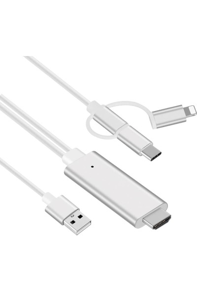 Blue Wings Blue Wings Apple Iphone-Typc-Samsung Uyumlu 3in 1 USB HDMI Görüntü Aktarım Tv Kablosu Blue Wings Blue Wings Apple Iphone-Typc-Samsung Uyumlu 3in 1 USB HDMI Görüntü Aktarım Tv Kablosu