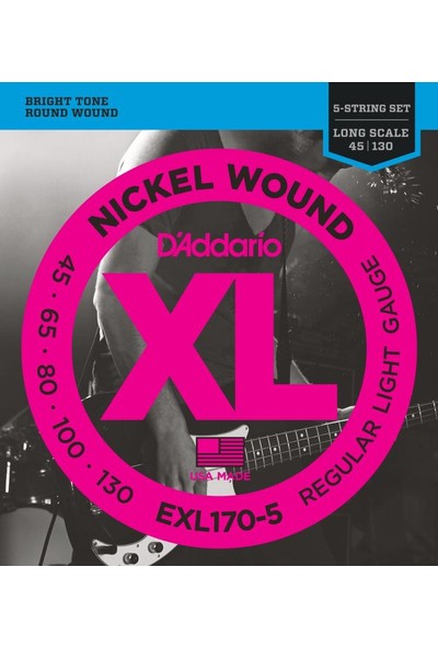 D’addario EXL170-5 Long Scale 5 Telli Bas Gitar Teli (45-130) D’addario EXL170-5 Long Scale 5 Telli Bas Gitar Teli (45-130)