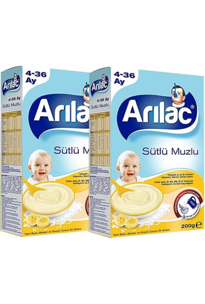 Arılac Instant Ek Gıda Sütlü Muzlu 200 gr x 2'li Paket Arılac Instant Ek Gıda Sütlü Muzlu 200 gr x 2'li Paket