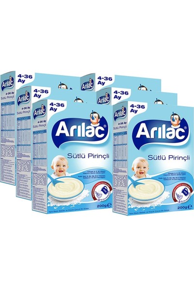 Arılac Instant Ek Gıda Sütlü Pirinçli 200 gr x 6'lı Paket Arılac Instant Ek Gıda Sütlü Pirinçli 200 gr x 6'lı Paket