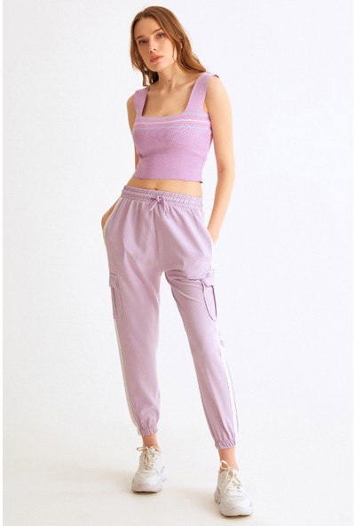 Kargo Cepli Şeritli Eşofman Altı