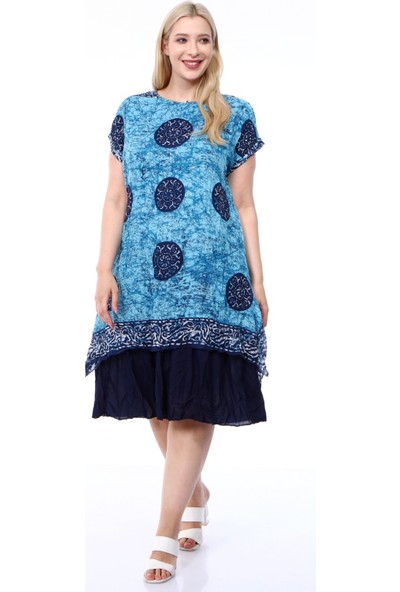 1fazlası Büyük Beden Etnik Desenli Tülbent Kumaş Yazlık Elbise 1fazlası Büyük Beden Etnik Desenli Tülbent Kumaş Yazlık Elbise