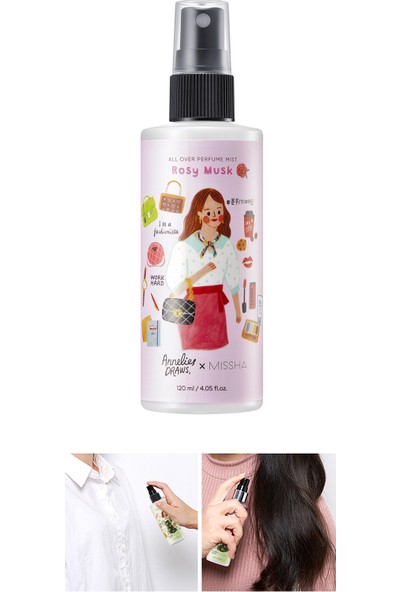MISSHA Tazeleyici Vücut ve Saç Spreyi All Over Perfume Mist Annelies Edition (Rosy MUSK)120ML