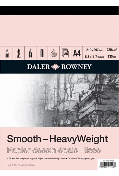 Daler Rowney Smooth Heavyweight Sketchbook Eskiz Çizim Defteri 220 Gr. A4 25 Sayfa Daler Rowney Smooth Heavyweight Sketchbook Eskiz Çizim Defteri 220 Gr. A4 25 Sayfa