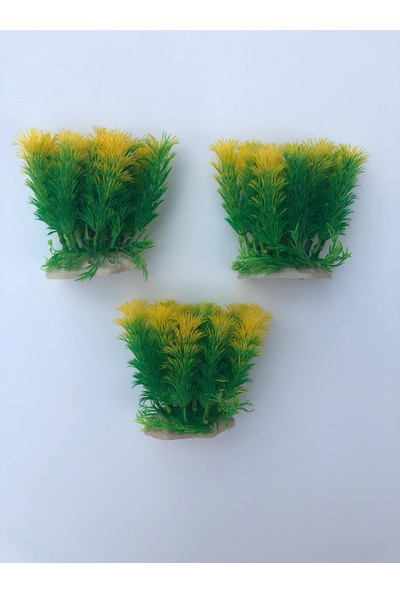 Naturel Color Plastik Akvaryum Bitkisi Yeşil-Sarı 12 cm - 3'lü Naturel Color Plastik Akvaryum Bitkisi Yeşil-Sarı 12 cm - 3'lü