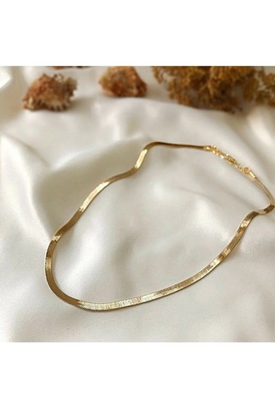 Bykainaccessory Yassı Italyan Zincir Kolye Bykainaccessory Yassı Italyan Zincir Kolye