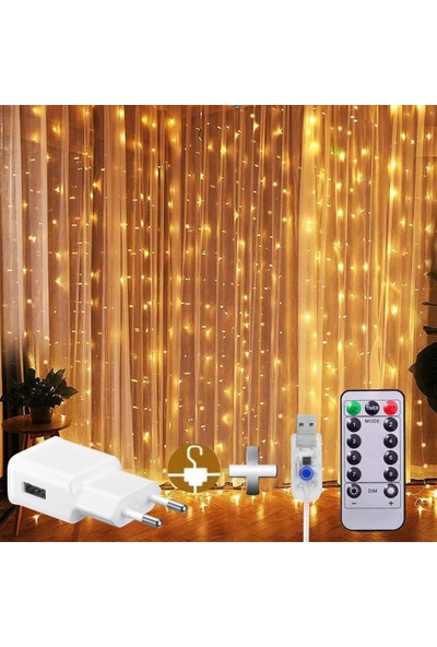 Perde Peri LED 2,5m X2,5m 10 Saçak Gün Işığı Kumanda/usb/animasyon Perde Peri LED 2,5m X2,5m 10 Saçak Gün Işığı Kumanda/usb/animasyon
