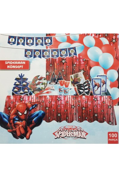 Parti Ustası Doğum Günü Parti Set Örümcek Adam Konsept 100 Parça Parti Ustası Doğum Günü Parti Set Örümcek Adam Konsept 100 Parça