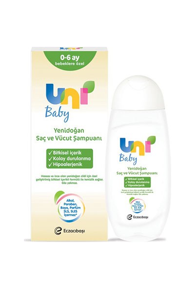 Uni Baby Yenidoğan Bebek Saç ve Vücut Şampuanı 200ML Uni Baby Yenidoğan Bebek Saç ve Vücut Şampuanı 200ML