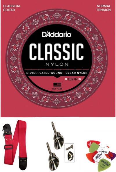 Daddario EJ27N Klasik Gitar Teli + Askı Kemeri + Askı Pimi + 10 Adet Pena Daddario EJ27N Klasik Gitar Teli + Askı Kemeri + Askı Pimi + 10 Adet Pena