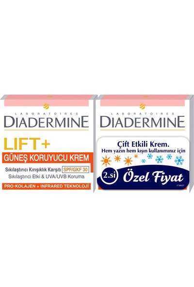 Diadermine Sun Protect Kırışıklık Karşıtı ve Güneş Koruyucu Krem 50 ml + 50 ml Spf 30