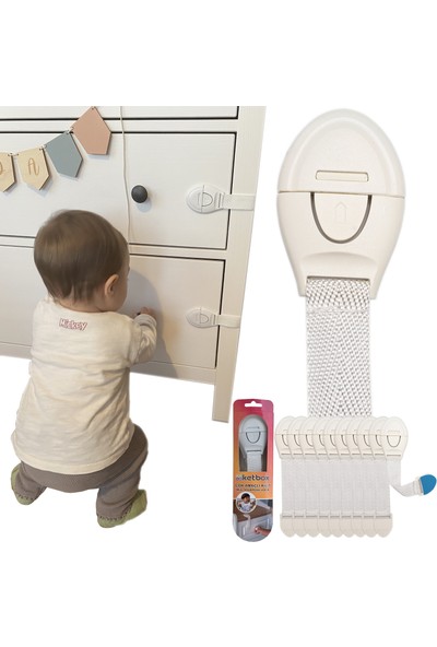 Ketbox Çocuk Bebek Çekmece Dolap Beyaz Eşya Güvenlik Emniyet Kilidi - Çok Amaçlı Kilit 10 Adet Ketbox Çocuk Bebek Çekmece Dolap Beyaz Eşya Güvenlik Emniyet Kilidi - Çok Amaçlı Kilit 10 Adet