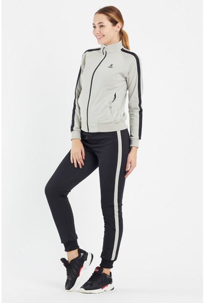 Sportstation Şeritli Bej Bayan Eşofman Takımı