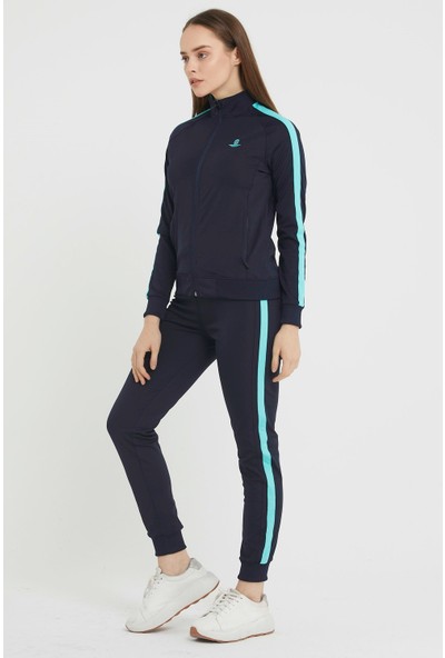 Sportstation Cep Fermuarlı Şeritli Lacivert Bayan Eşofman Takımı