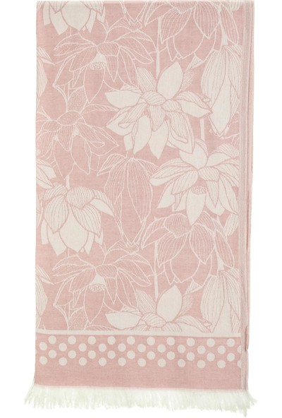 Rosa Bianca Pembe Nilüfer Desen Jakarlı Pamuk Peştemal Rosa Bianca Pembe Nilüfer Desen Jakarlı Pamuk Peştemal