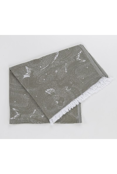 Rosa Bianca Haki Japon Balığı Jakarlı Pamuk Peştemal