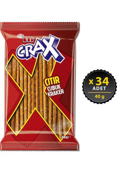 Eti Crax Sade Çubuk Kraker 40 g x 34 Adet