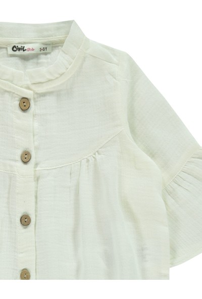Civil Girls Kız Çocuk Gömlek 2-5 Yaş Ekru