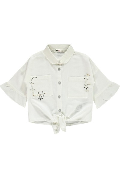 Civil Girls Kız Çocuk Bağlamalı Gömlek 2-5 Yaş Ekru
