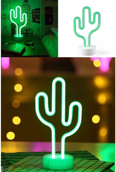 Yeşil Kaktüs Model Neon LED Işıklı Masa Lambası Dekoratif Aydınlatma Gece Lambası Yeşil Kaktüs Model Neon LED Işıklı Masa Lambası Dekoratif Aydınlatma Gece Lambası