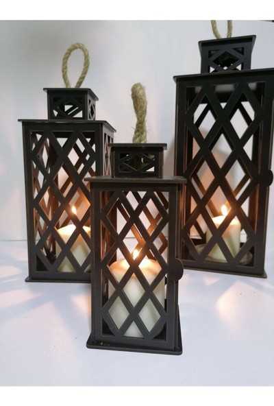 Görsel Tasarım Ahşap Fener Mumluk