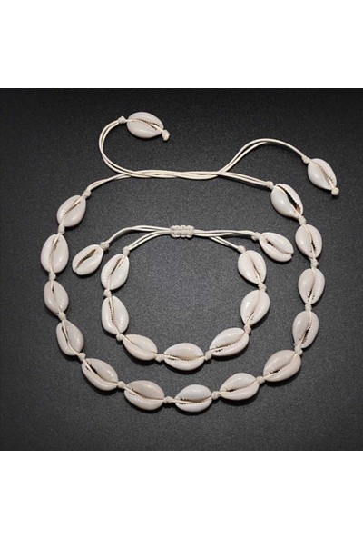 platin hediyelik deniz kabuğu kolye bileklik takım