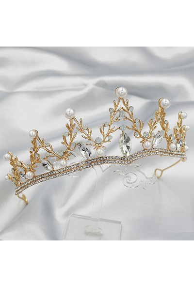 Chavin Inci Taşlı Kraliçe Gelinlik Tacı Kına Düğün Tacı Taç EK66