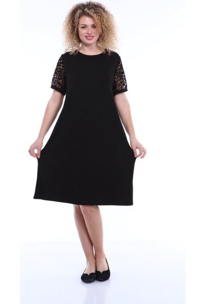 Modayız Kol Detaylı Siyah Elbise 4C-1793