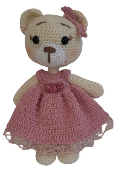 Oyuncak Park Sevimli Boz Ayıcık Amigurumi Organik Oyuncak