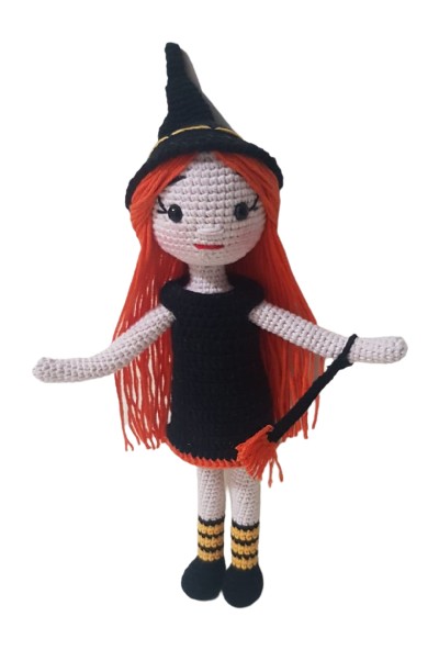 Oyuncak Park Süpürgeli Tatlı Cadı Bebek Amigurumi Organik Oyuncak