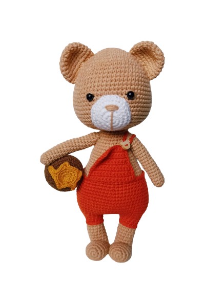 Oyuncak Park Ayıcık Danny ve Bal Kavanozu Amigurumi Organik Oyuncak