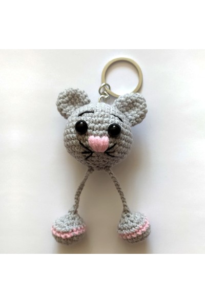 Gri Kedicik Amigurumi Anahtarlık Oyuncak