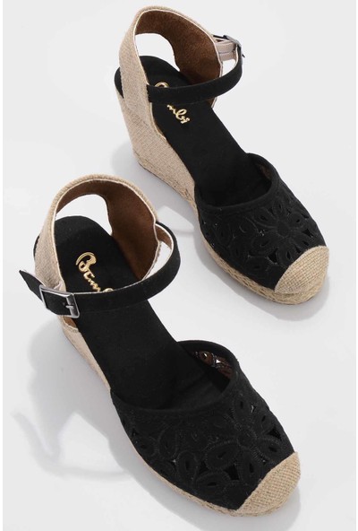Bambi Siyah Süet Kadın Espadril K05874011802