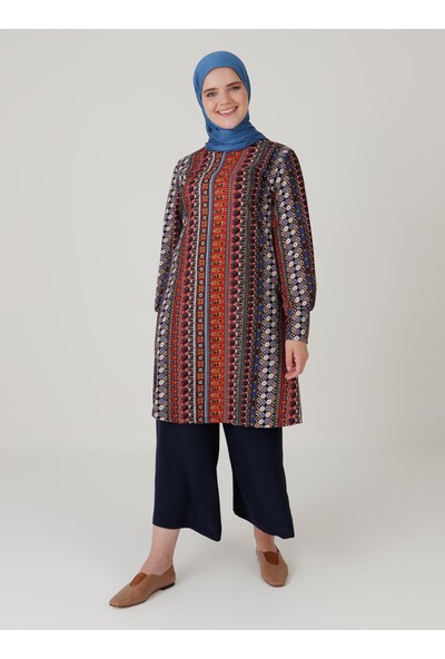 Zenane Etnik Desenli Tunik - Kiremit - Zenane Zenane Etnik Desenli Tunik - Kiremit - Zenane