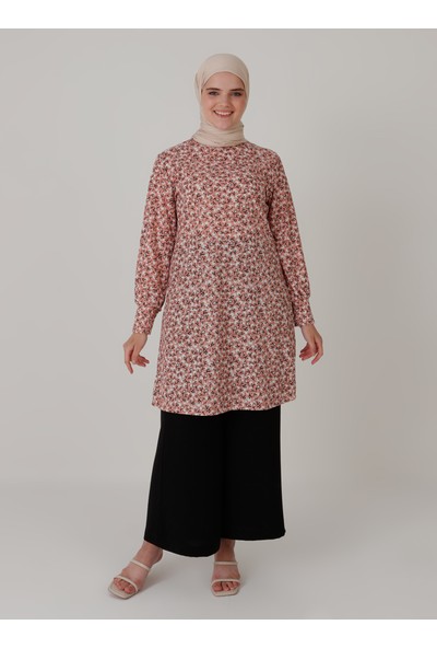 Zenane Desenli Tunik - Pudra - Zenane