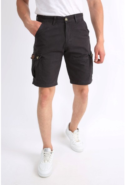 Ette Erkek Koyu Füme Slim Fit Kargo Cep Kapri Şort 3400 Ette Erkek Koyu Füme Slim Fit Kargo Cep Kapri Şort 3400