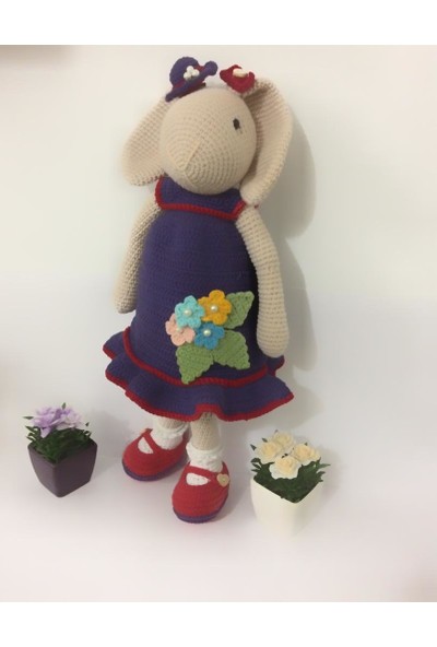 Oyuncak Park Şapkalı Alice Tavşan Amigurumi Organik Oyuncak
