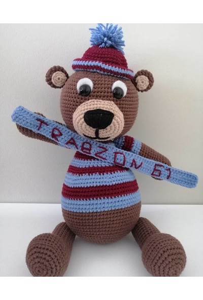 Oyuncak Park Trabzonsporlu Fanatik Ayıcık Amigurumi Organik Oyuncak