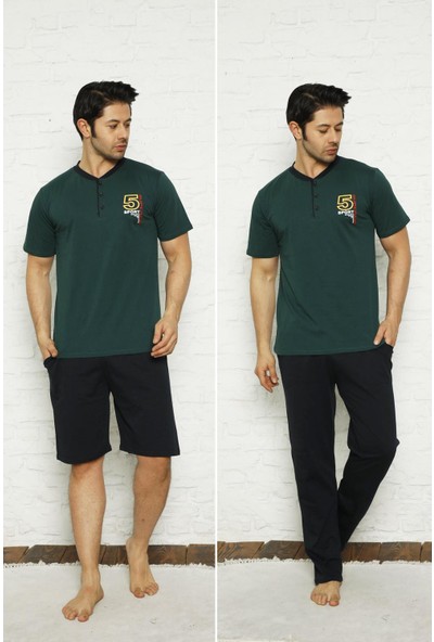 Seboteks Slim Fit Erkek Kısa Kol Cepli Şortlu 3'lü Pijama Takımı 2608 Seboteks Slim Fit Erkek Kısa Kol Cepli Şortlu 3'lü Pijama Takımı 2608