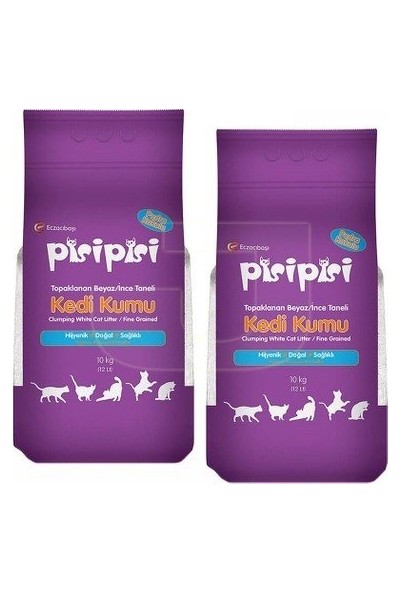 Pisi Pisi Ince Taneli Topaklanan Pudralı Kedi Kumu 10 kg x 2 Pisi Pisi Ince Taneli Topaklanan Pudralı Kedi Kumu 10 kg x 2