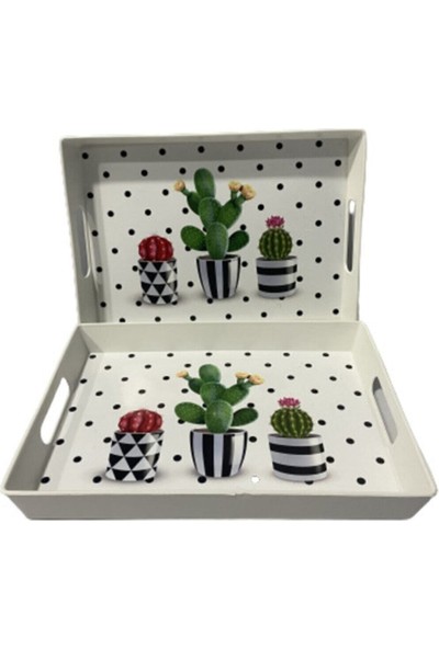 Çavdar Group 2 Adet Plastik Dikdörtgen Desenli Tepsi 30X22 cm Çay Kahve Servis Tepsi Kaktüs Desen Çavdar Group 2 Adet Plastik Dikdörtgen Desenli Tepsi 30X22 cm Çay Kahve Servis Tepsi Kaktüs Desen