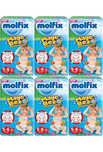 Molfix Swimming Pants (Mayo Bez) Beden:5-6 (14+Kg) 60 Adet (6 Lı Set)