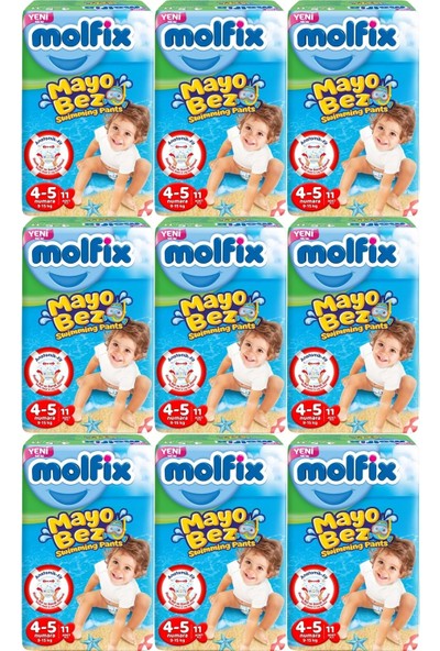 Molfix Swimming Pants (Mayo Bez) Beden:4-5 (9-15KG) 99 Adet (9 Lu Set)