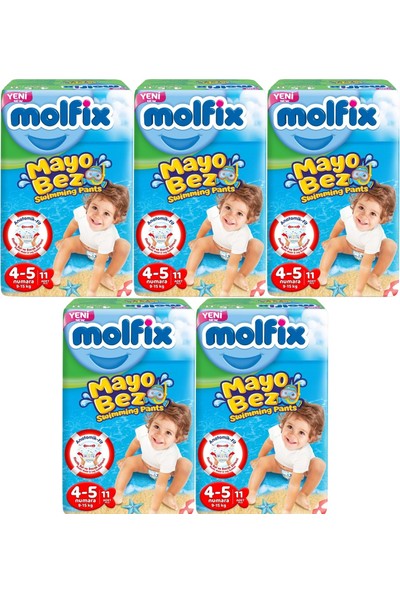 Molfix Swimming Pants (Mayo Bez) Beden:4-5 (9-15KG) 55 Adet (5 Li Set)