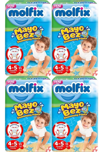 Molfix Swimming Pants (Mayo Bez) Beden:4-5 (9-15KG) 44 Adet (4 Lü Set)