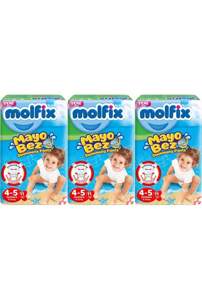 Molfix Swimming Pants (Mayo Bez) Beden:4-5 (9-15KG) 33 Adet (3 Lü Set) Molfix Swimming Pants (Mayo Bez) Beden:4-5 (9-15KG) 33 Adet (3 Lü Set)