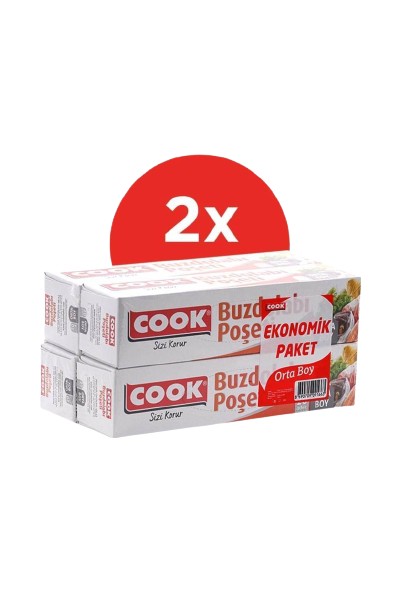 Cook Buzdolabı Poşeti Orta Boy 24 x 38 cm 2'li Paket 160'LI Cook Buzdolabı Poşeti Orta Boy 24 x 38 cm 2'li Paket 160'LI